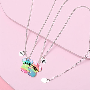Saalort Best Friends Necklace for 2 Magnetic Split Heart Necklaces Set Friendship Gifts BFF Matching Pendant (Raccoon)