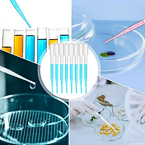 Kanayu 1500 Pieces 3ML Plastic Transfer Pipettes Plastic Eye Droppers Laboratory Pipettes Dropper Disposable Pipettes Calibrated Dropper for Liquid Essential Oil Laboratory Science Experiment DIY Art