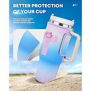Water Bottle Holder for Stanley Cup with Strap,Tumbler Accessories for Stanley 40 oz,Anti Drop and Leakage,Suitable for Sports and Outdoor Use（Blueberry Ice Cream）(Cup Not Included)