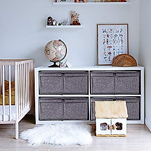 Large Storage Bins With Lids and Handles Stackable Storage Bins for Closet Foldable Fabric Linen Closet Organizers and Storage Baskets Storage Boxes Organization Containers for Shelf Bedroom 2-Pack