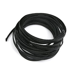 Bettomshin 1Pc 16.4Ft(5m) Cable Management Sleeve, 1/4"(6mm) Width PET Black Cord Protector, Wire Loom Tube Insulated Split Sleeving for USB Cable Power Cord Organizer Video Cable Hider