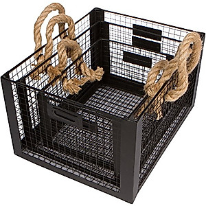 Wire Metal Storage Home Décor Baskets with Rope Handles - Set of 3 by Trademark Innovations