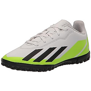 adidas X Crazyfast.4 Turf Sneaker, White/Core Black/Lucid Lemon, 5.5 US Unisex Big Kid
