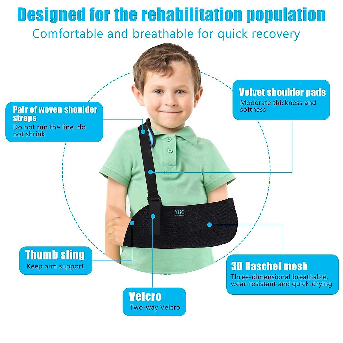 Pediatric Shoulder Immobilizer, Children's Arm Sling Kids Arm Sling Shoulder Support Arm Sling Stabilizer for Arm Sling with Children's Strap Broken Arm Elbow Wrist Support and