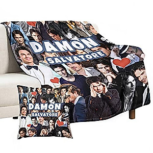 Stylish Flannel Blanket and Pillowcase Set Soft Lightweight Fleece Throw Blanket for Couch Bed Gift Blanket & Pillow Cover for Christmas 60"×50"-Colorful