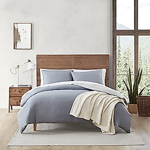 Eddie Bauer - Queen Duvet Cover Set, Reversible Bedding with Matching Shams, Stylish Home Decor for All Seasons (Herringbone Light Blue/Grey, Queen)