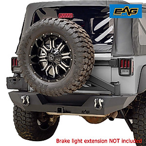 EAG Rear Bumper with Tire Carrier Linkage 2" Hitch Receiver Offroad Fit for 2007-2018 Wrangler JK