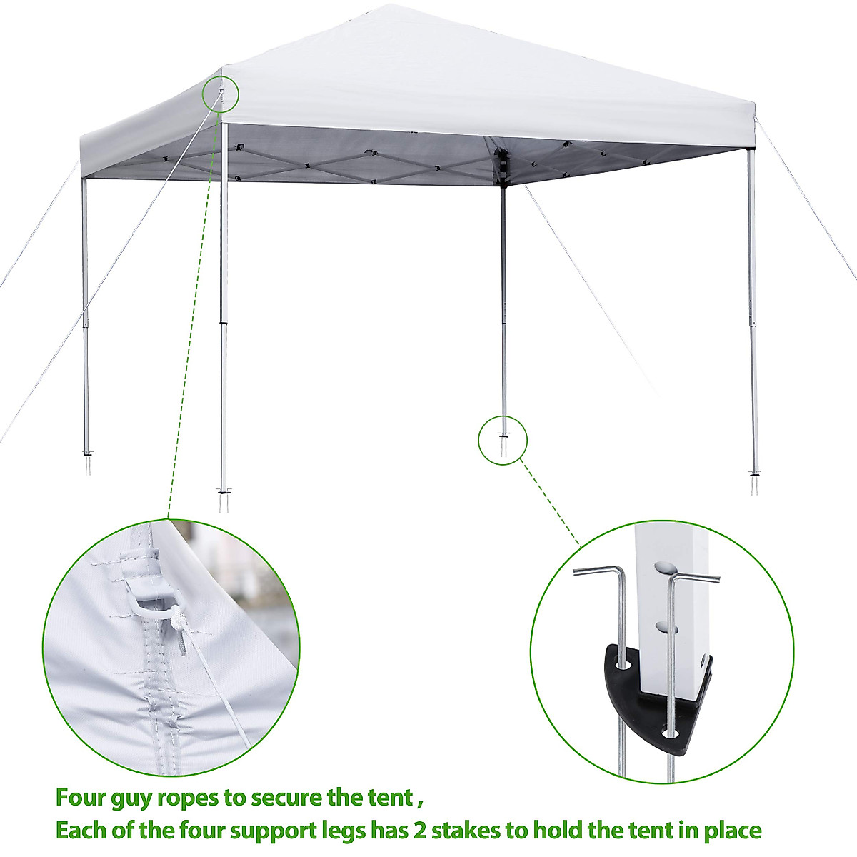 ZENY 10x10 Pop Up Canopy Tent Easy Set-up Outdoor Patio Canopy Adjustable Straight Leg Heights Instant Shelter with Wheeled Bag, Ropes