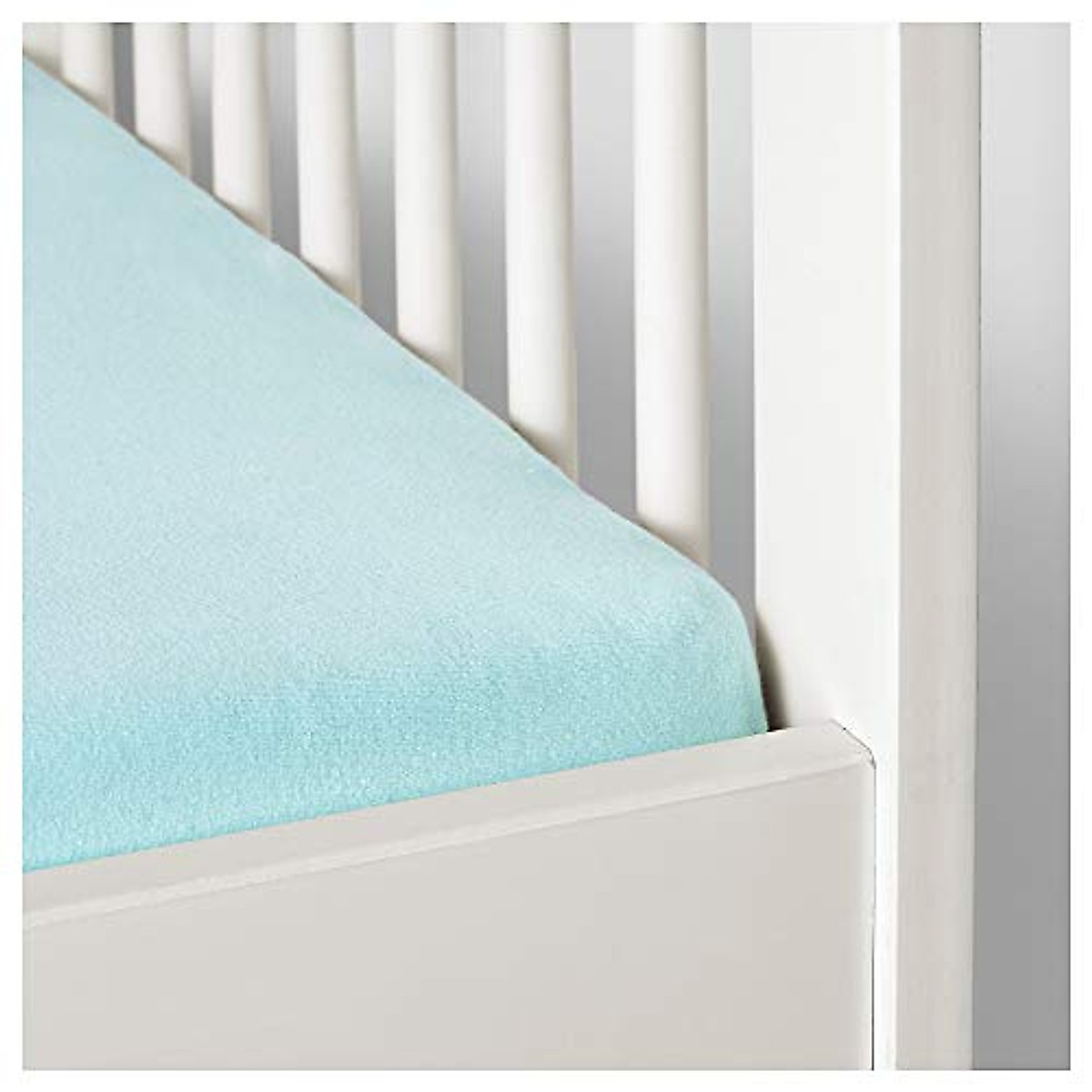IKEA.. 703.198.01 Len Crib Fitted Sheet, White, Turquoise