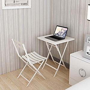 3 Piece Patio Bistro Set of Foldable Square Table and Chairs,Outdoor Furniture Sets with 2 Chairs and 1 Table for Bistro & Balcony Patio, Yard, Garden Outdoor/Indoor Conversation Set (White)