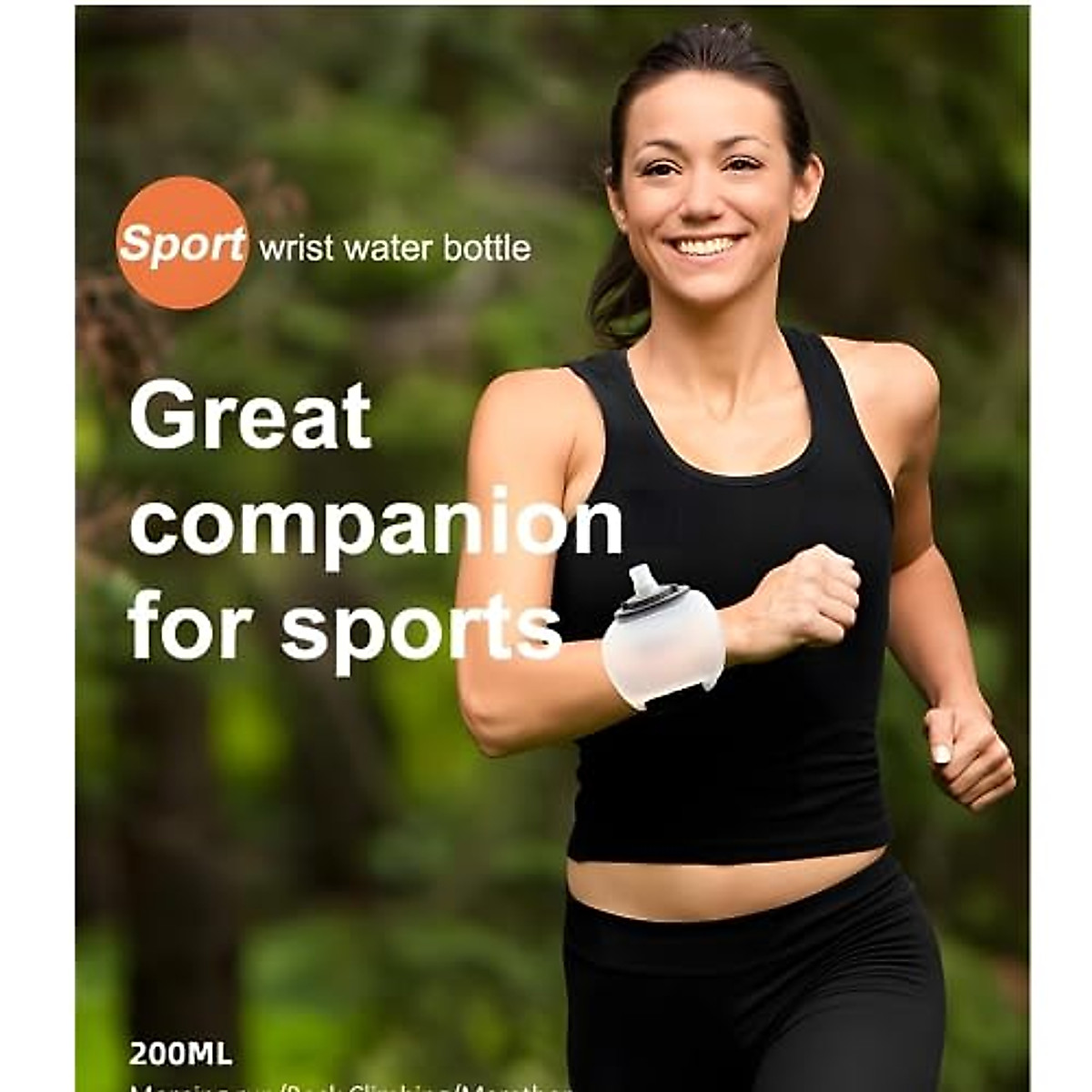 MUSKULO MONSTRO Sports Wrist Water Bottle, Hands Free Wearable Bottle, Leak Proof Silicone 7 Oz (200ml) Portable Bottle for Running Cycling Climbing Jogging and Gym Outdoor Activity (Black)