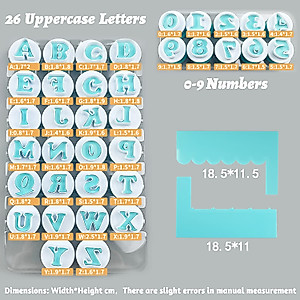 38 Pieces Alphabet & Numbers Fondant Letter Cutters, Fondant Letter Stamp, Cake Biscuit Mold Tools - Upper Case Numbers Shape DIY Alphabet Cookie Cutters with 2 Cake Scraper