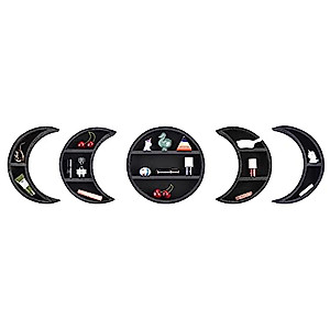 ACBungji 5 Pack Crescent Moon Shelf for Crystals Wall Decor, Crystal Display Shelf for Spiritual Decor, Stones, Essential Oil Storage (Moon Shelves Kit)