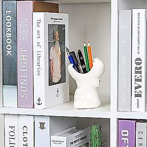 ComSaf Cute Hippo Shaped Pen Pencil Holder, White Ceramic Succulent Planter Pots for Home Office Decoration Desk Organization, Set of 1