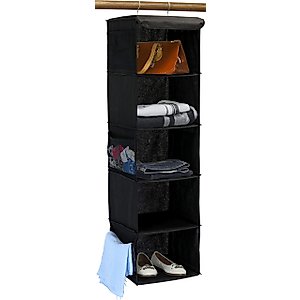 Simple Houseware 5 Shelves Hanging Closet Organizer, Black