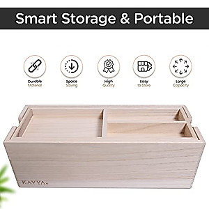 KAYYA Large Wooden Cable Management Box - Tv Extension Cord and Cable Organizer Box Hides Messy Wires |DIY Power Strip Storage| Power Strip Cover for Desk with Compartments.