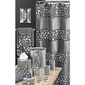 Popular Bath Sinatra Bathroom Luxury Glamorous Fabric Modern shower Curtain unique Design Bling Silver