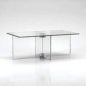 Henn&Hart Coffee Table, One Size, Clear Glass, 16" H x 42" L x 24" W