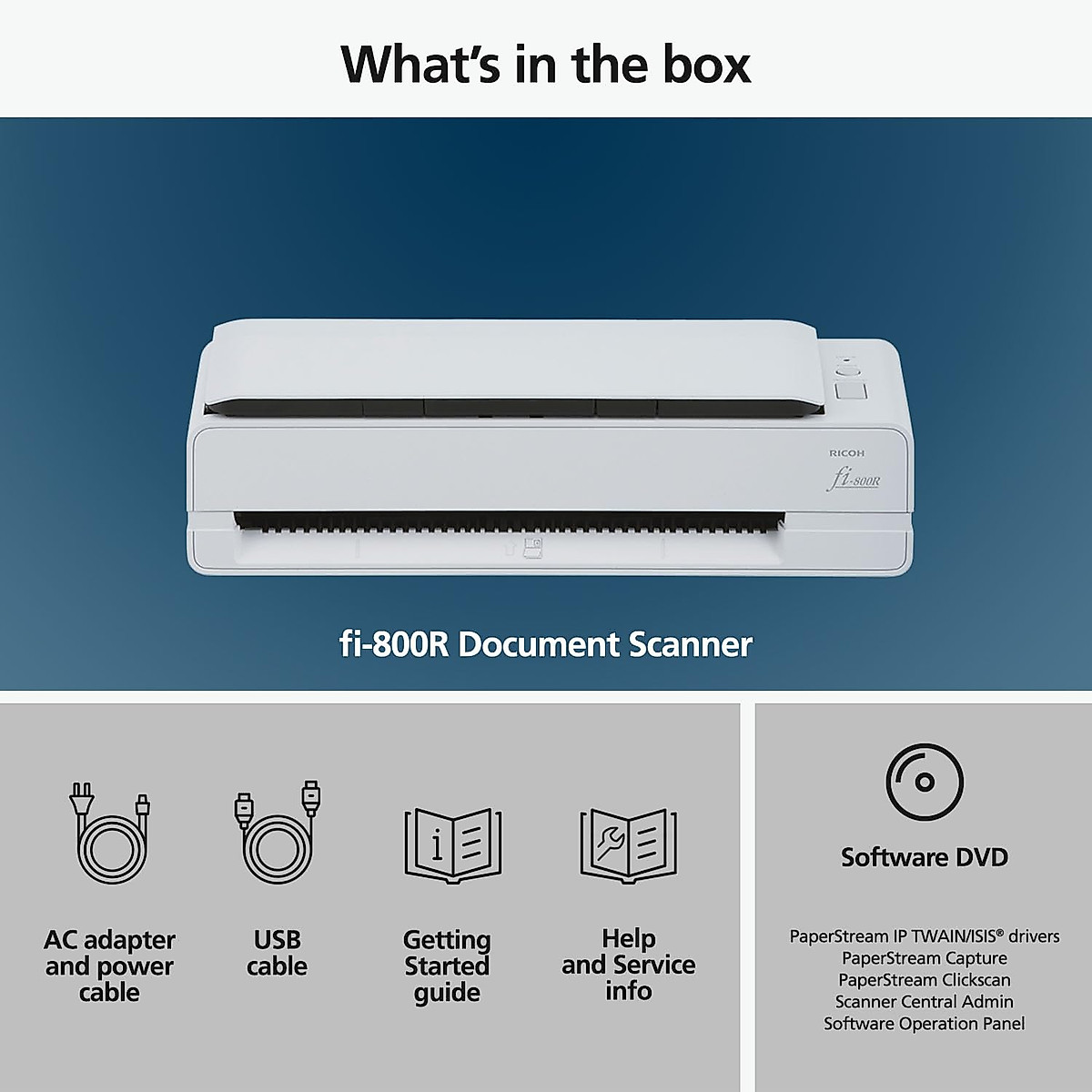Fujitsu fi-800R Ultra-Compact, Color Duplex Document Scanner with Dual Auto Document Feeders (ADF)