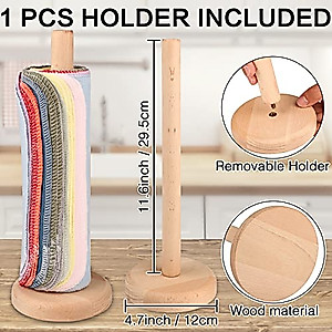 Liengoron 72PCS Reusable Paper Towels Washable Roll with 1PCS Paper Towel Holder Reusable Cloth Paper Towels Washable Absorbent Reusable Paper Towel Replacement Cloth