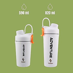 Ozizo Shaker Bottle, Insulated Stainless Steel Protein Shaker Bottle 20 oz, Insulated Shaker with Wire Whisk Ball Spring Mixer