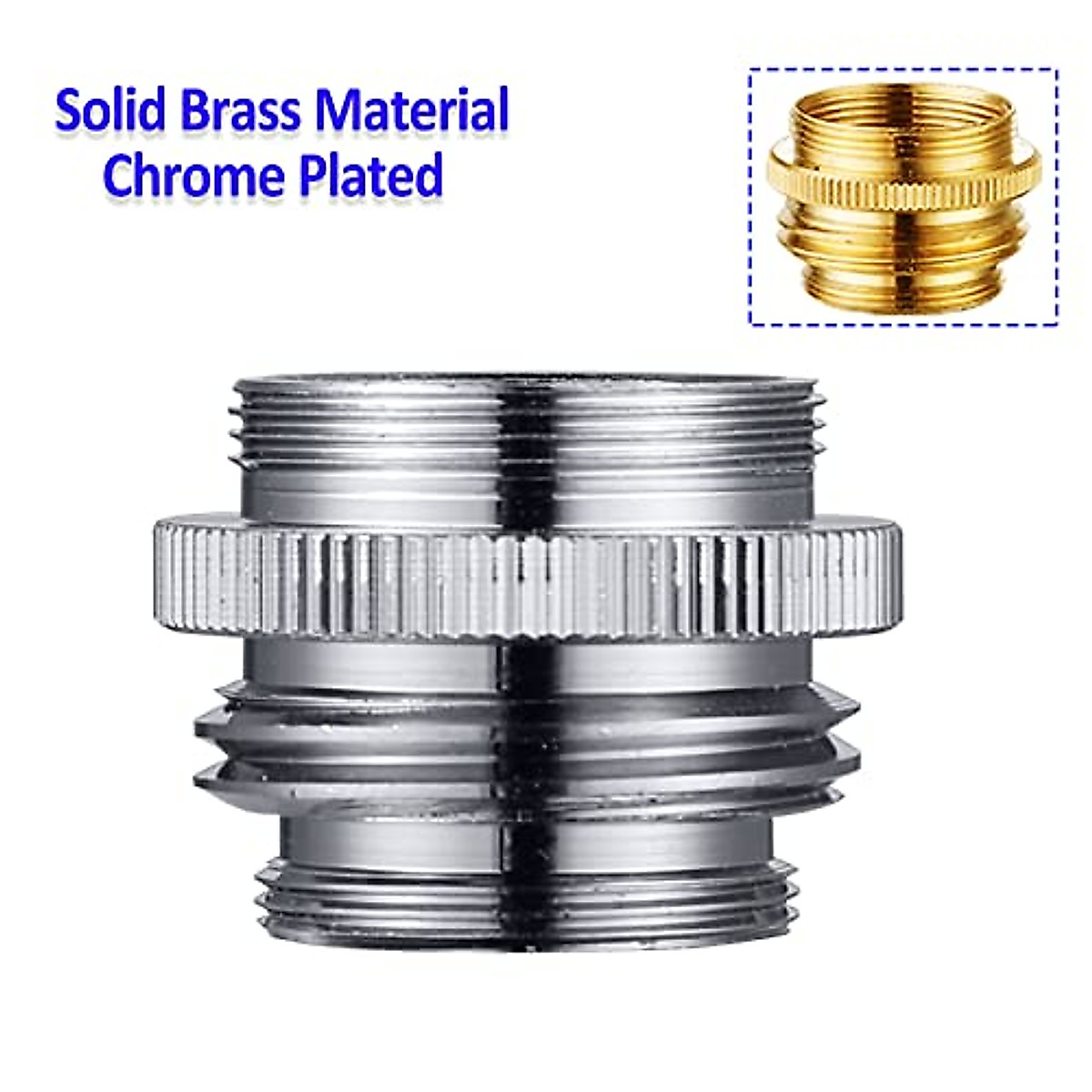 Multi-Thread Garden Hose Adapter, Kitchen Sink Faucet Adapter to Garden Hose, Brass Aerator Adapter for Male to Male and Female to Male, Chrome Plated