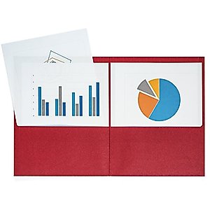 Blue Summit Supplies 25 Two Pocket Folders, Designed for Office and Classroom Use, Red 25 Pack Colored 2 Pocket Folders