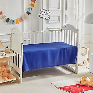 3 Pieces Pinch Pleated Summer Crib Bedding Set Silk Satin Solid Color Gray Cute Baby Comforter with Ruffle Fringe Unisex Pintuck Crib Fitted Sheet with Pillowcases for Boys and Girls