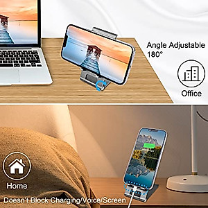 OFUYERL Fully Foldable Cell Phone Stand,Folds Flat Adjustable Portable Mobile Phone Holder for Desk,Travel Desktop Marble Cellphone Stand,Compatible with iPhone,Galaxy,All Smartphone (Grey,Black)