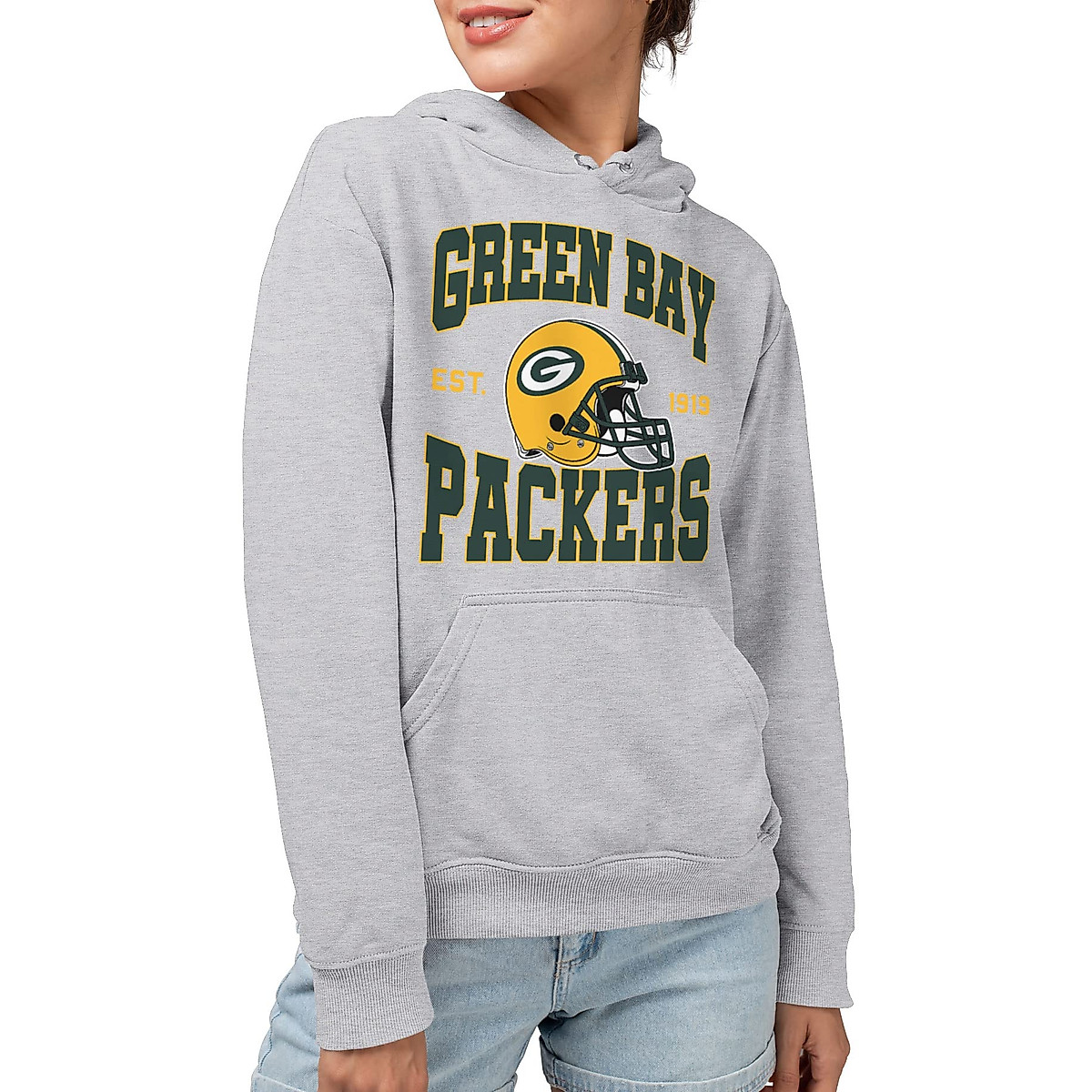 Junk Food Clothing x NFL - Green Bay Packers - Team Helmet - Unisex Adult Pullover Fleece Hoodie for Men and Women - Size XX-Large