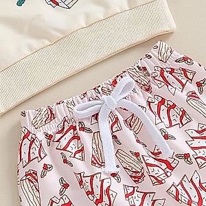 Infant Toddler Baby Boy Girl Christmas Outfit Tis The Season Sweatshirt Top Christmas Tree Cake Pants Set My 1st Xmas Clothes (Beige, 18-24 Months)