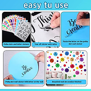 288 Pieces Polka Dot Wall Sticker Inspirational Wall Decal for Classroom Kids Motivational Quote Circle Wall Sticker Removable Lettering Positive Saying Sticker for Dance Yoga Gym Nursery (Classic)