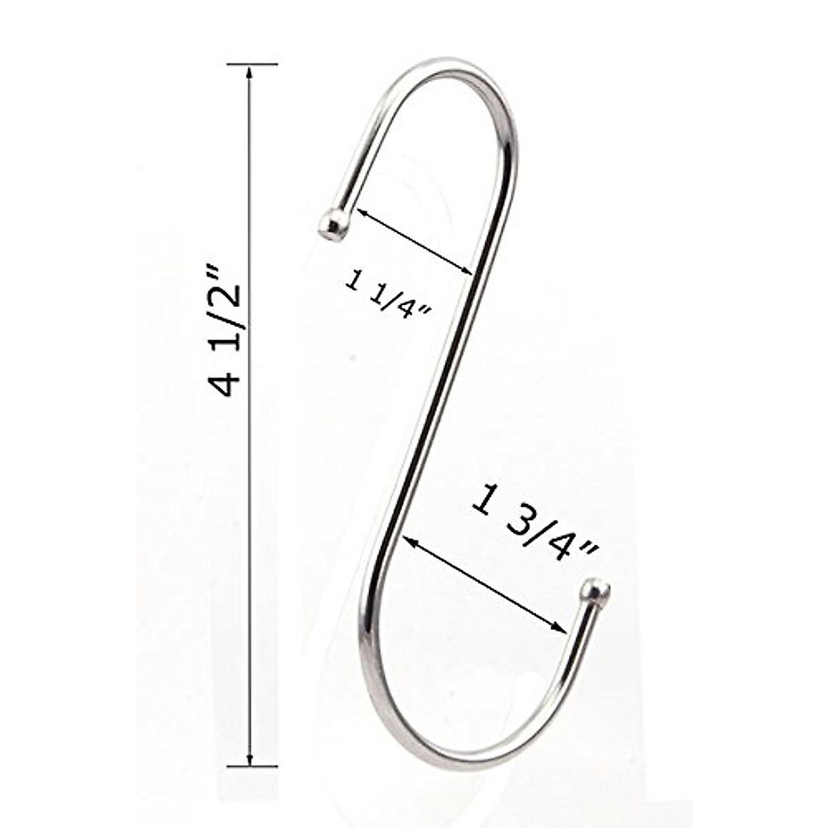 RuiLing 10 Pack Premium 4.5 inch Heavy Duty Stainless Steel S Hooks - S Shaped Hook - Hanger Hooks - Ideal for Hanging pots and Pans, Plants, Utensils, Towels etc. Set of 10