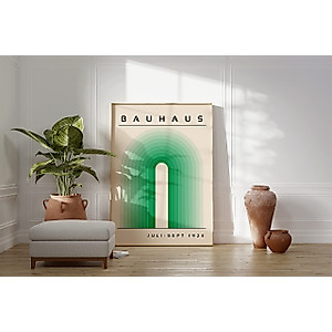 Green Bauhaus Wall Art Mid Century Modern Print, Minimalist Abstract Print, Vintage Bauhaus Exhibition Poster Retro Home Decor Unframed #605