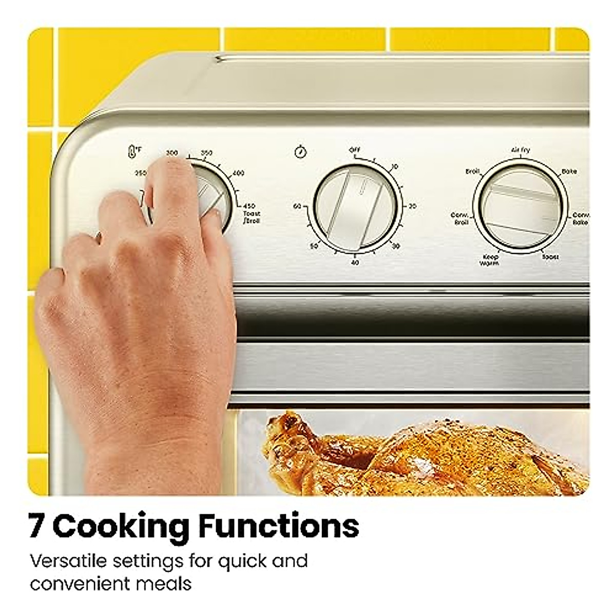 Chefman Air Fryer Toaster Oven Combo, 7-in-1, Convection Oven Countertop Extra Large 19 Quart Oven Air Fryer, Cook a 10-Inch Pizza, 4 Slice Toaster, Integrated Timer, Auto-Shutoff, Stainless Steel