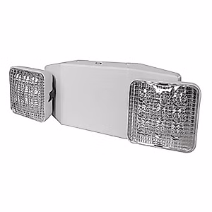 Garrini LED Emergency Light Emergency Light Combo Rectangular Adjustable Dual Heads 2 Heads UL Certified GM6 for Apartments Hotels Hospitals Offices (White)