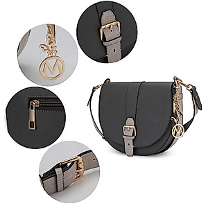 MKF Collection Shoulder Bag for Women, Snake Embossed Vegan Leather Color Block Crossbody Handbag Purse