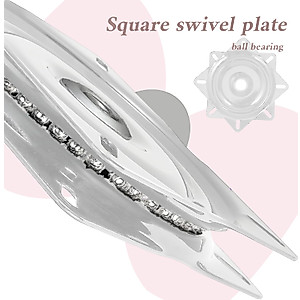 HousePrint Vanity Chair with Bowknot Back, Comfy Desk Chair no Wheels 360°Swivel Makeup Stool, Makeup Chair for Vanity with One-Whole Metal Legs for Dressing Room, Bedroom, Chic & Modern Look