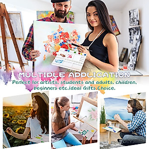 Junreox Watercolor Palette, Large Watercolor Palette with 24 Wells and 5 Mixing Areas, Premium Paint Pallet with Lid, Folding Paint Tray, Plastic Painting Palette with Thumbhole