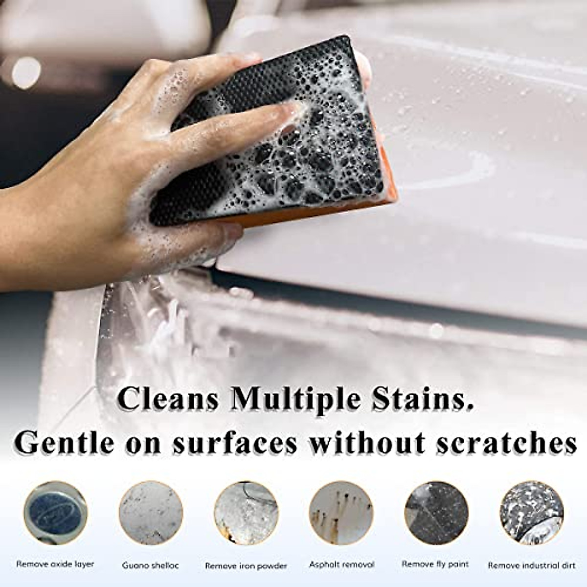 KmaxShip Synthetic Clay Bar & Sponge 2 in 1 for Car Detailing, 2 Pack Set Car Clay Pad for Auto Detailing, Magic Car Pad Cleaning, Reusable and Washable (Orange)