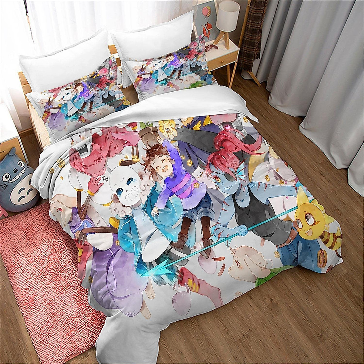 AKARDO Under Legend Tales Game Sans Frisk Duvet Covers, Soft Microfiber Washed Duvet Cover Set 3 Pieces with Zipper Closure,Beding Set (05,Queen (90"x90"))