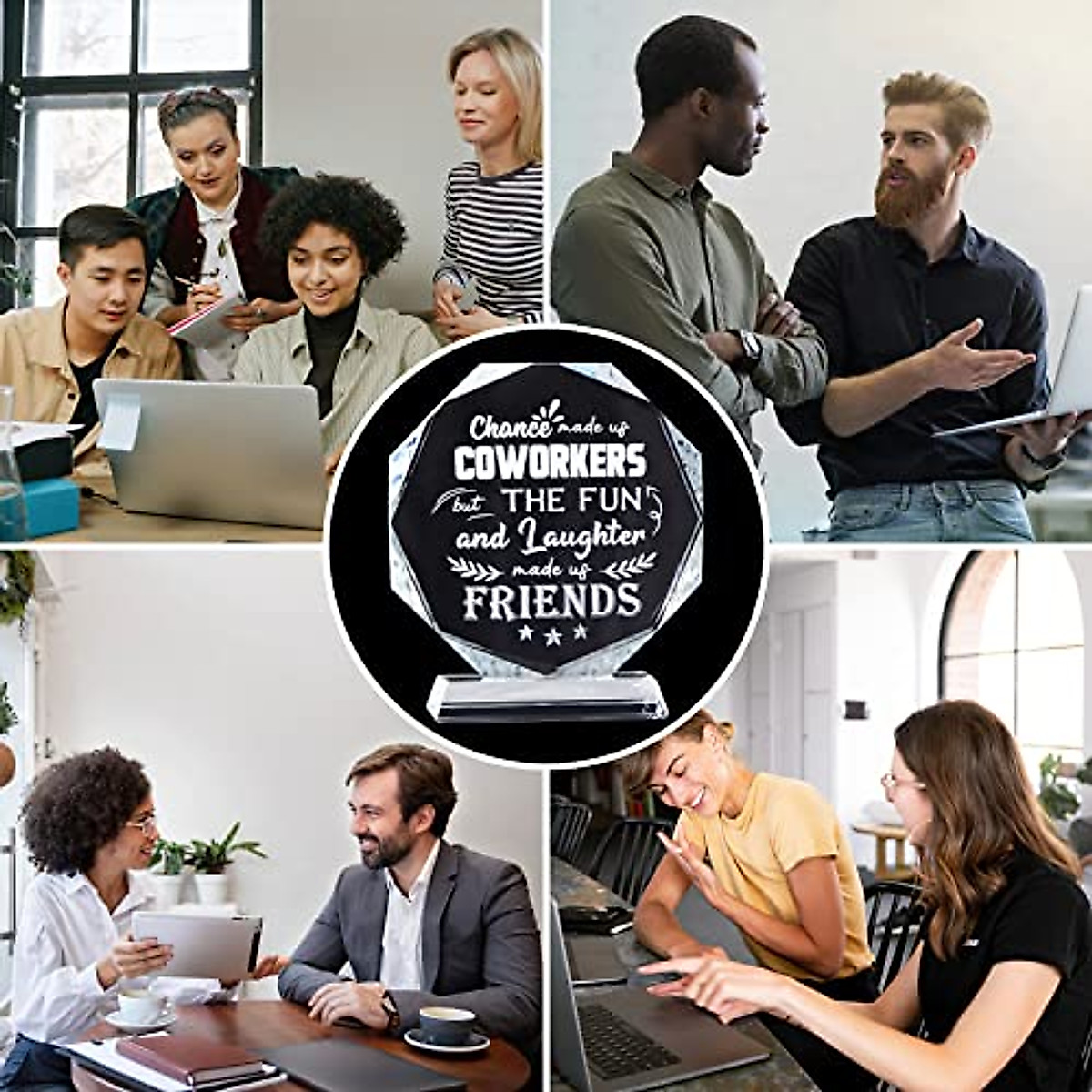 YWHL Coworker Gifts for Women Men, Going Away Gift for Coworker, Coworker Leaving Gifts, Chance Made Us Coworkers Glass Keepsake