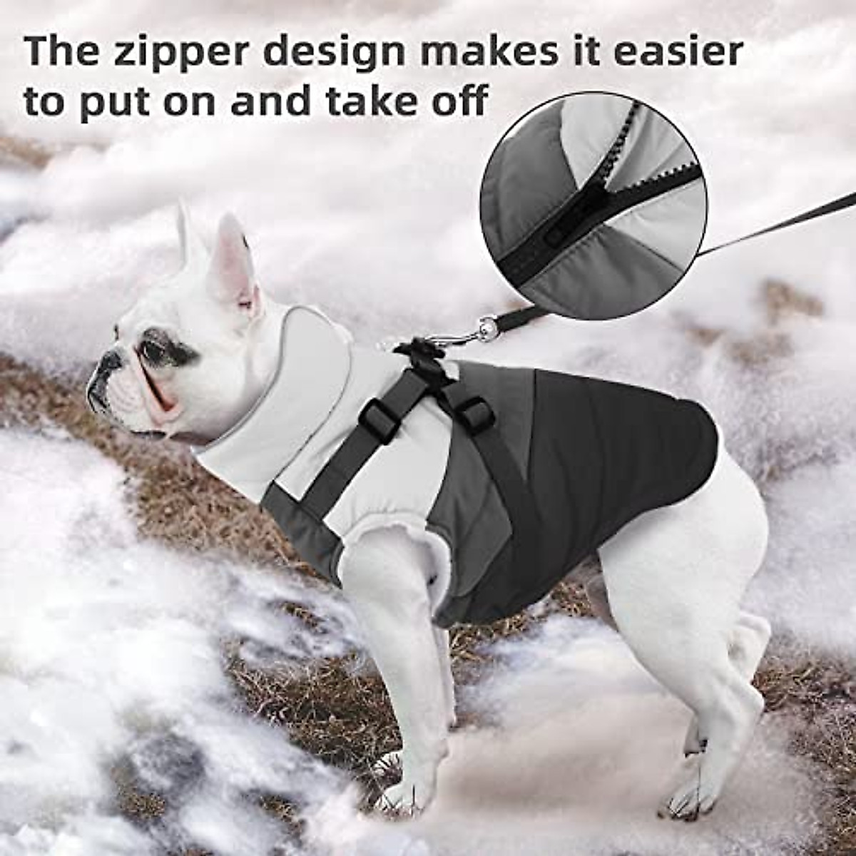 NASKEE Warm Dog Winter Coat Cozy Waterproof Windproof Dog Outdoor Jacket, Adjustable Pet Vest with Harness & D Rings, Thick Polar Fleece Lining, for Small & Medium Dogs