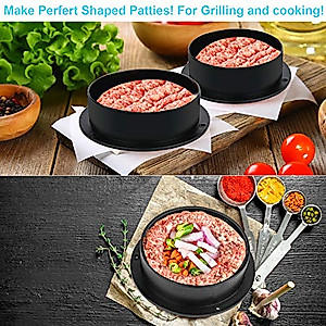 HAHAYOO 3 in 1 Stuffed Burger Press Patty Maker Rings Molds Kit, Non Stick Stuffer Hamburger Press Patty Maker - with 100 Pcs Wax Hamburger Patty Paper, Sausage Patty Press for Slider/Pattie/Grilling