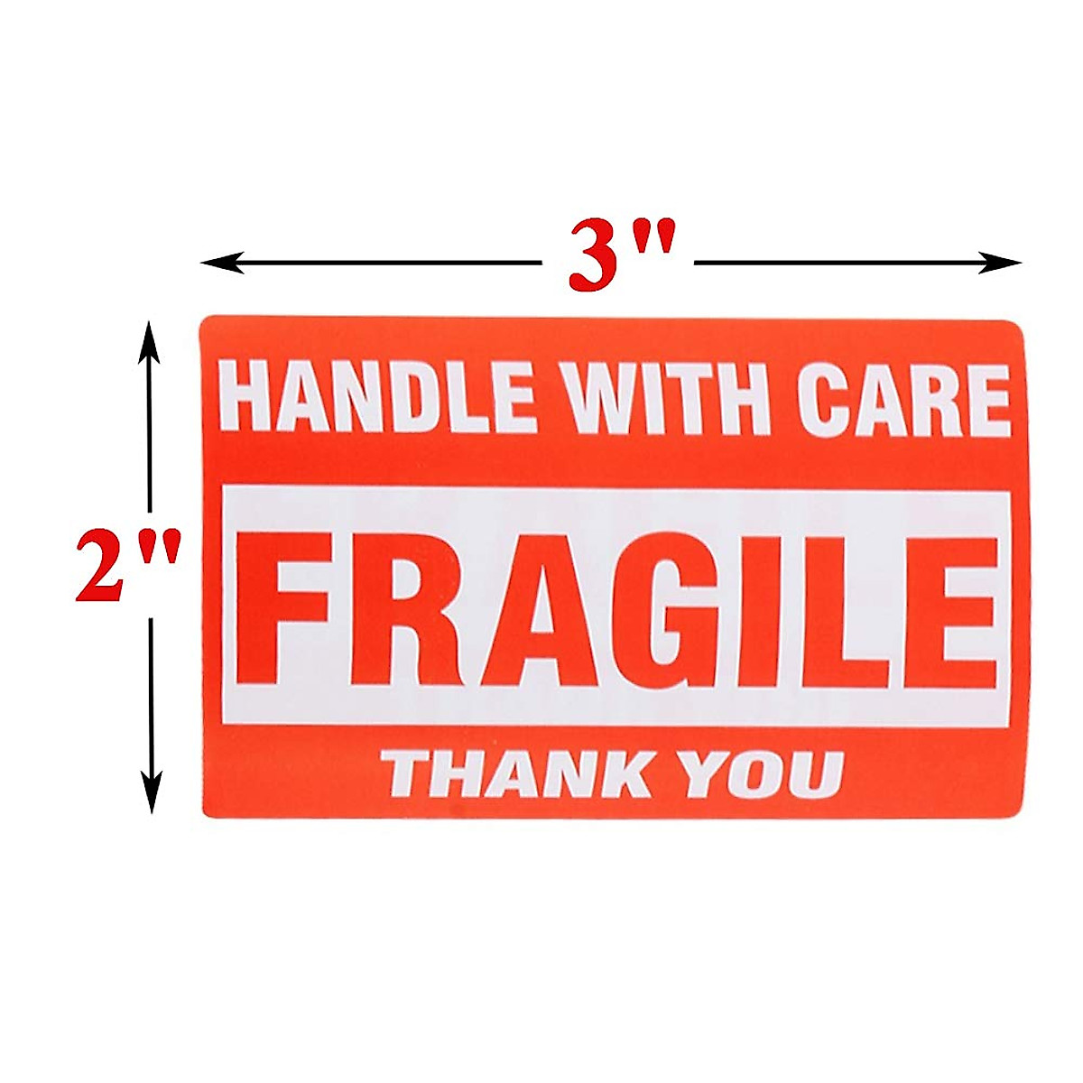 9527 Product 2'' x 3'' Fragile Stickers with Care Warning - Shipping Labels Stickers,500 Labels/Roll, 1 Roll