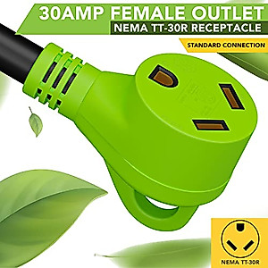 Gen RV 12" 30Amp Locking 4-Prong Male / 30Amp Standard Female Generator Adapter With Grip (4-Prong)