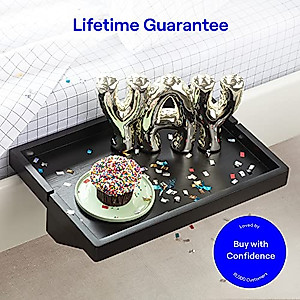 BedShelfie Bedside Shelf for Bunk Bed - College Dorm Room Essentials, Loft Bed Accessories, Clip On Nightstand Snack Organizer, Floating Bed Side Table Tray Shelfie Storage - Wood Black Cup Holder