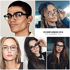 konqkin Blue-Light-Glasses for Women Men - Cat Eye Frame Fashion Anti Eyestrain Eyeglasses Computer Gaming Glasses Clear Lens