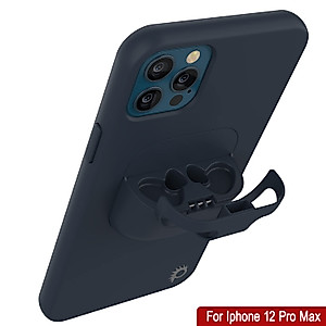 Punkcase for iPhone 12 Pro Max Airpods Case Holder (CenterPods Series) | Slim & Durable 2 in 1 Cover Designed For iPhone 12 Pro Max (6.7") | Protects Your Phone & Stores your AirPods Gen. 1 & 2 [Blue]