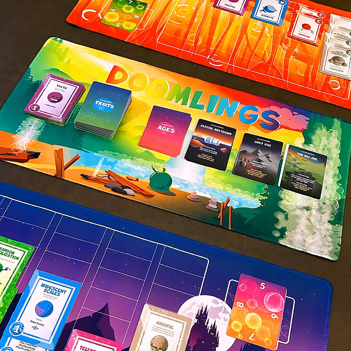 Doomlings Playmats, 6 Individual Player Mats Card Game - Includes 6 Unique Designs 11" x 22"